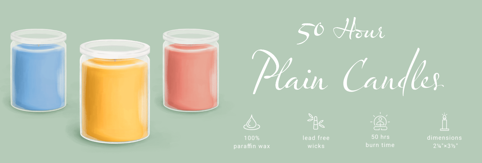 50 Hour Plain Candles | Atlanta Candles & Incense