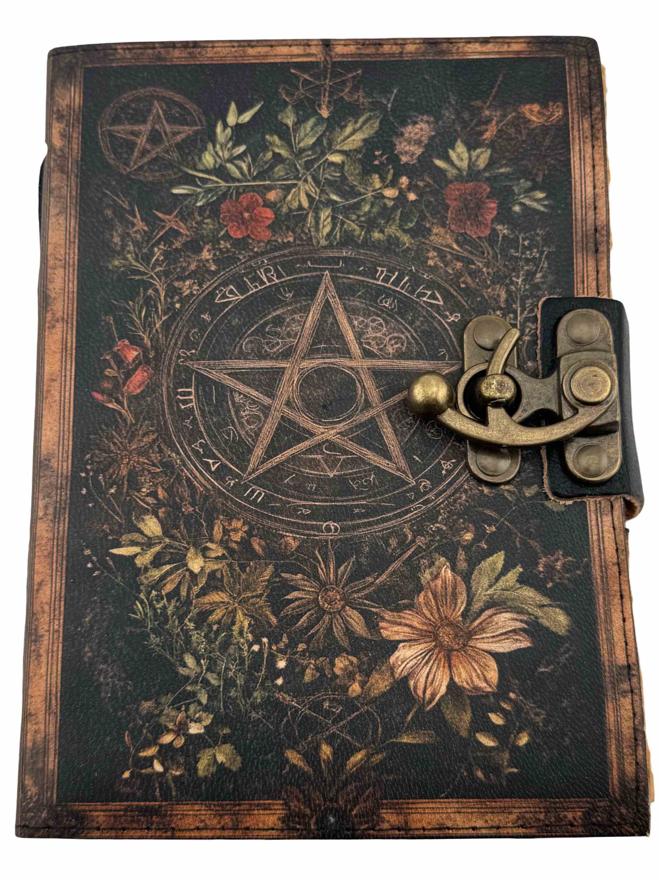 Atlanta Candles & Incense: Leather Journal - Pentacle Floral 5x7