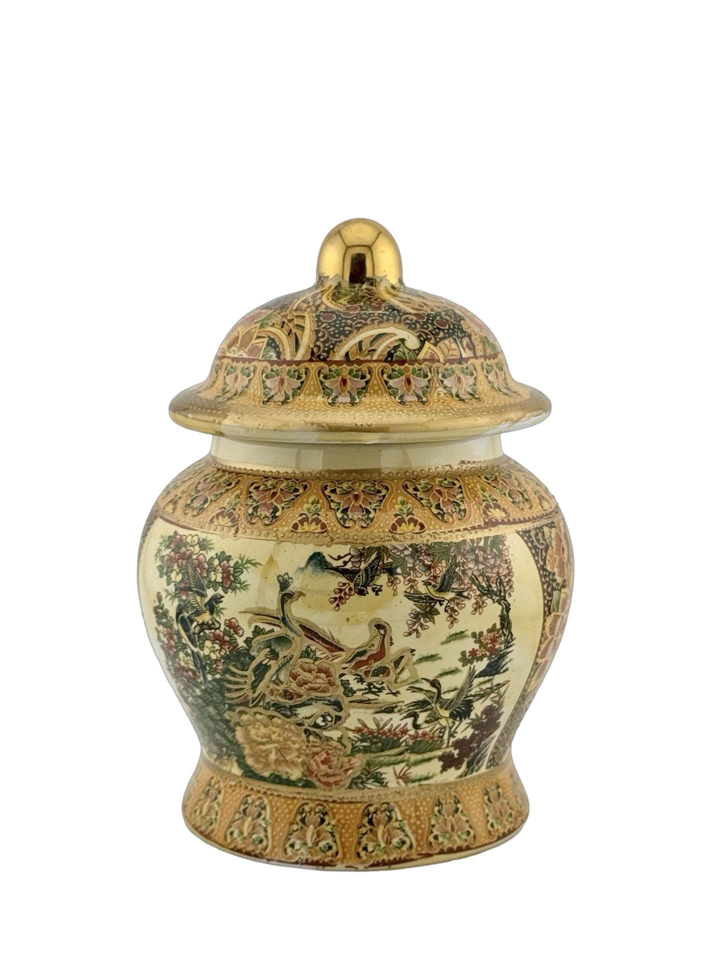 Porcelain Potiche Jimaguas, 6" Gold