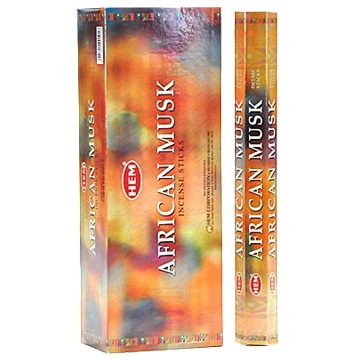 African Musk Incense Sticks, Hex Pack - 6 Boxes of 20 Sticks (120 Sticks)