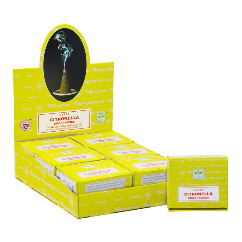 Citronella Incense Cones, Satya Sai Baba (12 Boxes of 12 Cones = 144 Cones)