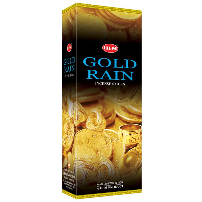 Gold Rain Incense Sticks, Hex Pack - 6 Boxes of 20 Sticks (120 Sticks)