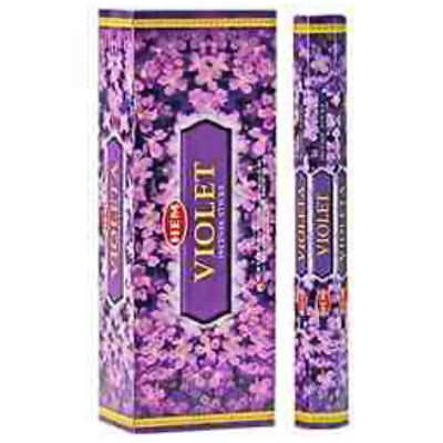 Violet Incense Sticks, Hex Pack - 6 Boxes of 20 Sticks (120 Sticks)