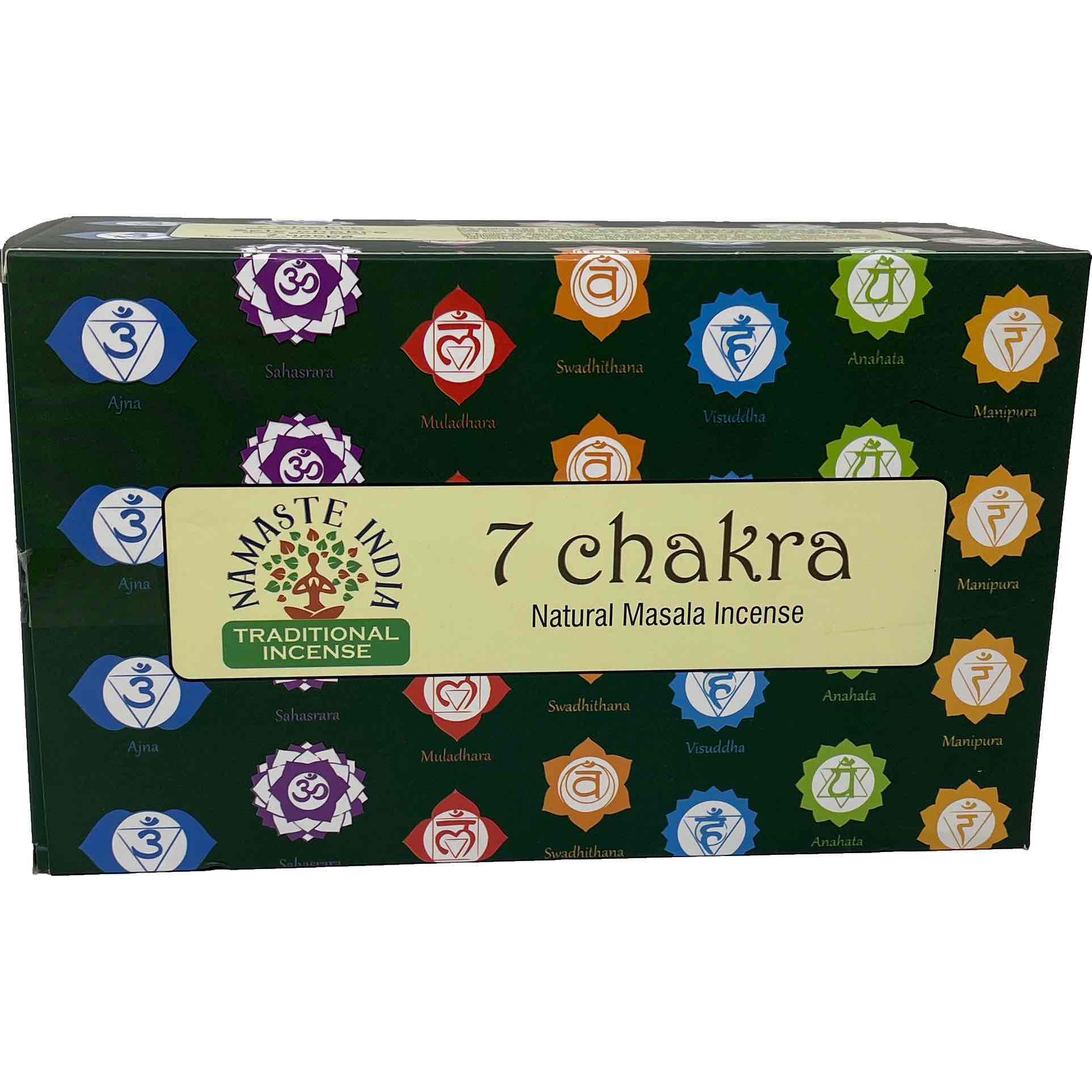 7 Chakra Incense Sticks, Namaste India - 15 Gram (12 Boxes of 15 Sticks ...