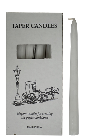 White Tapers 10", Box of 12