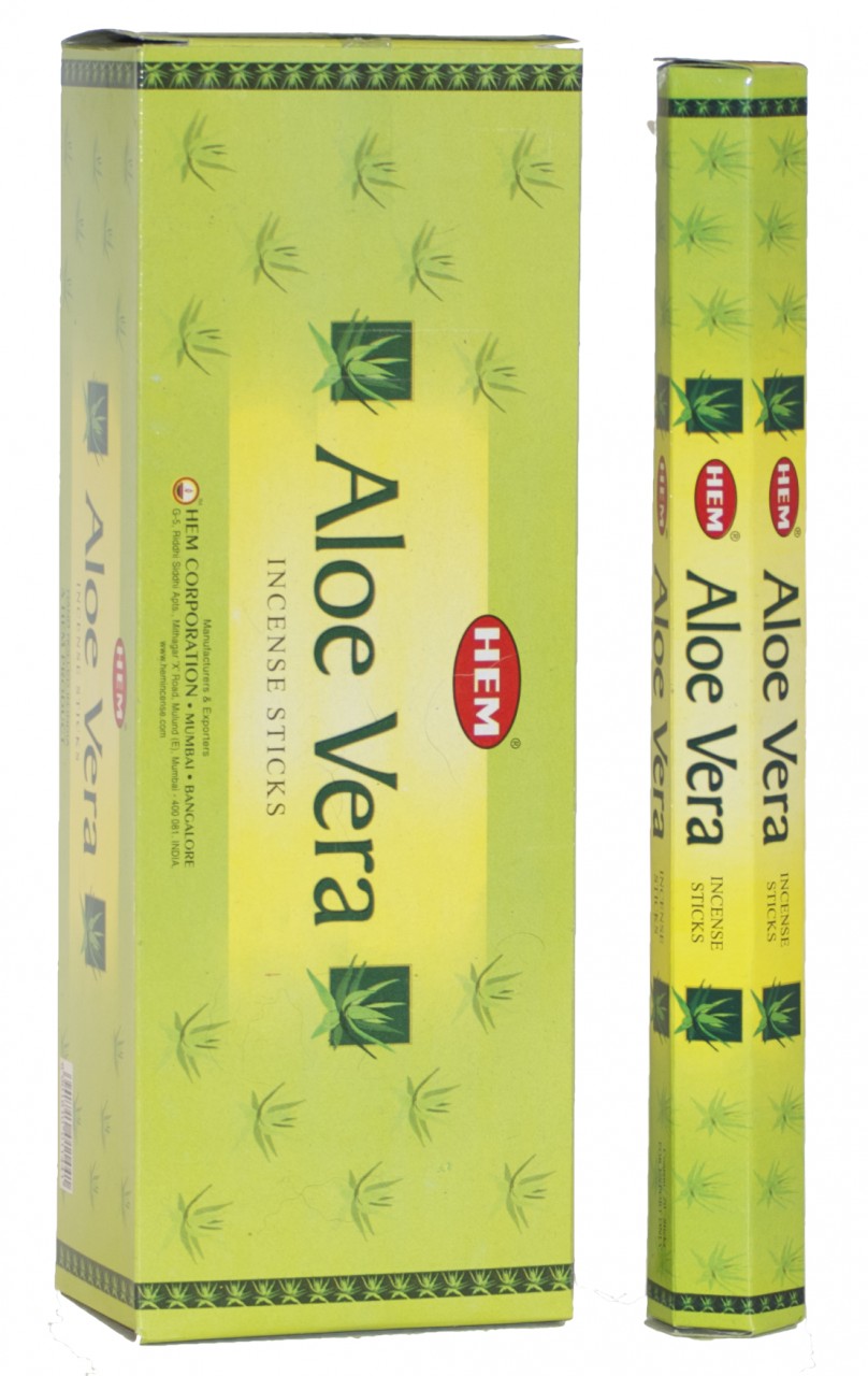 Aloe Vera Incense Sticks, Hex Pack - 6 Boxes of 20 Sticks (120 Sticks)