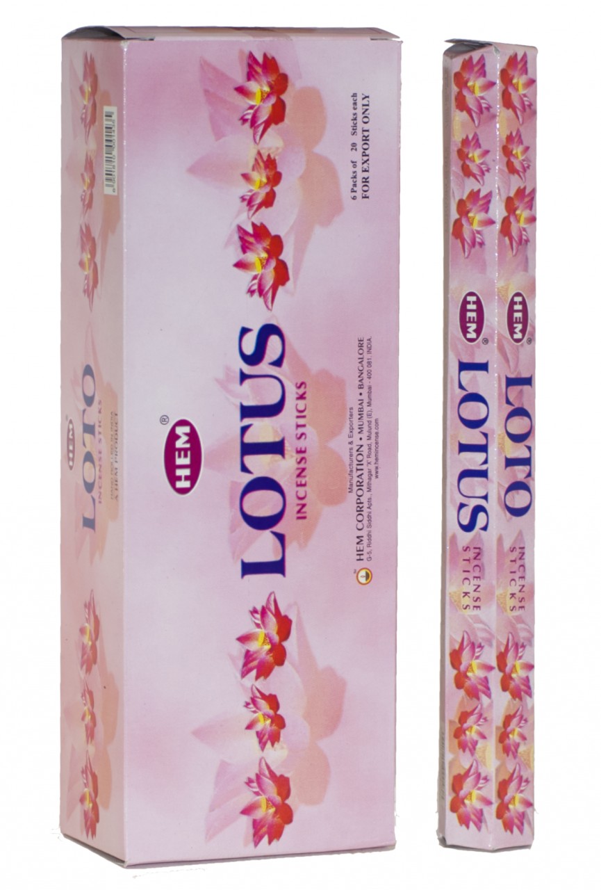 Lotus Incense Sticks, Hex Pack - 6 Boxes of 20 Sticks (120 Sticks)