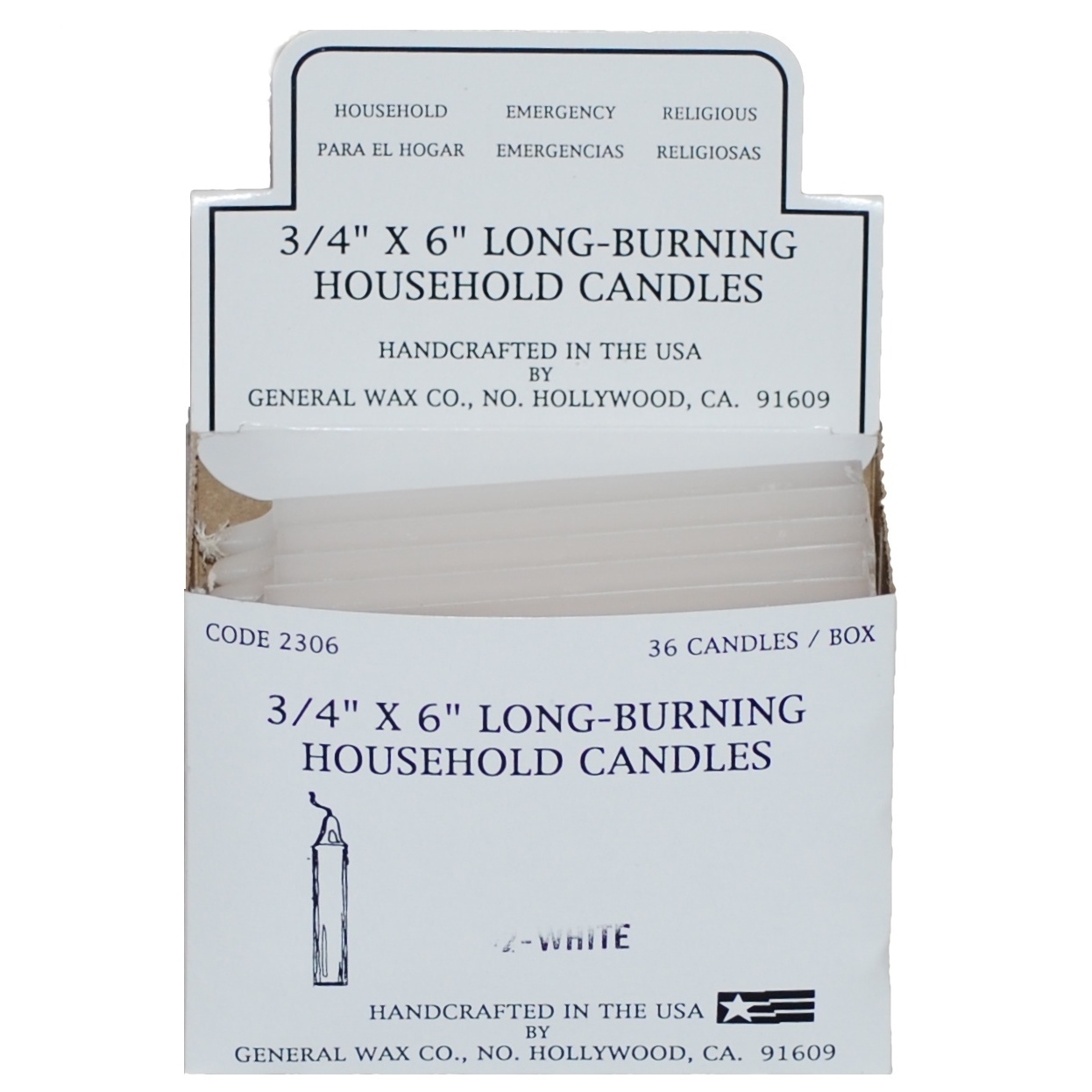 White Household Candles - Display Box of 36